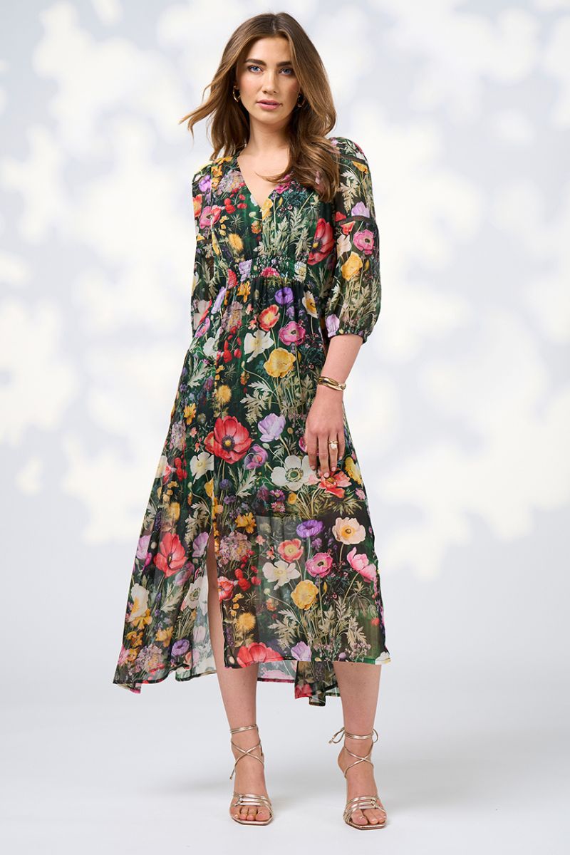 Looking Glass Midi Dress in Ivy Multi by Loobies Story