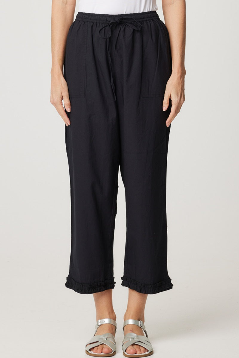 Capri Ruffle Pant in Black 49023CCP by Cake Clothing | Weekends