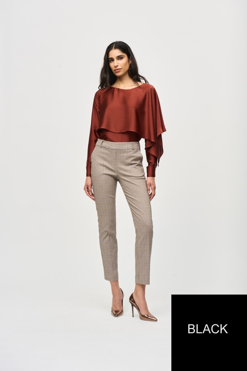 Joseph Ribkoff Satin Flared Cape Top in Black 243100 | Weekends